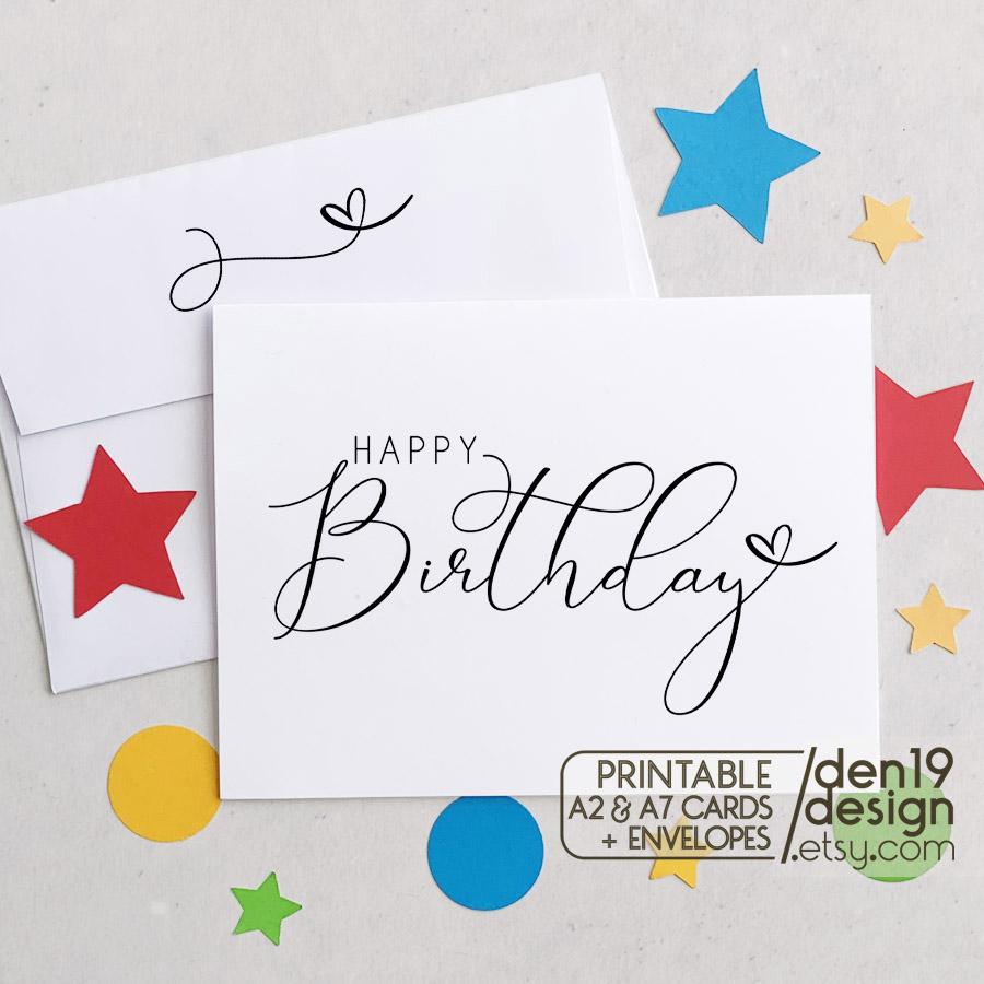 Happy Birthday Printable Card and Envelope / Instant Download PDF ...