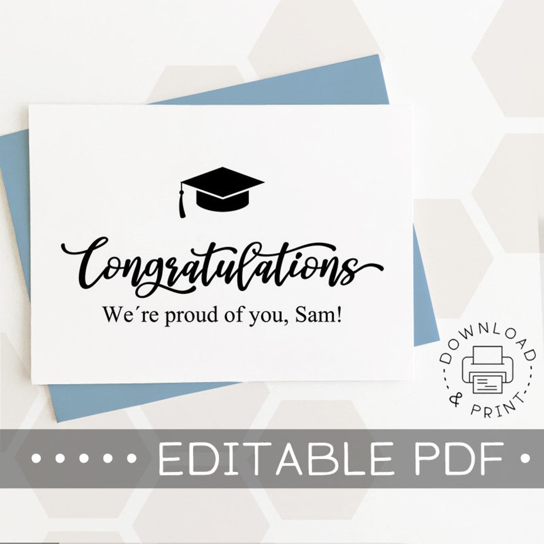 Editable & Printable Graduation Card / Instant Download PDF / Card ...