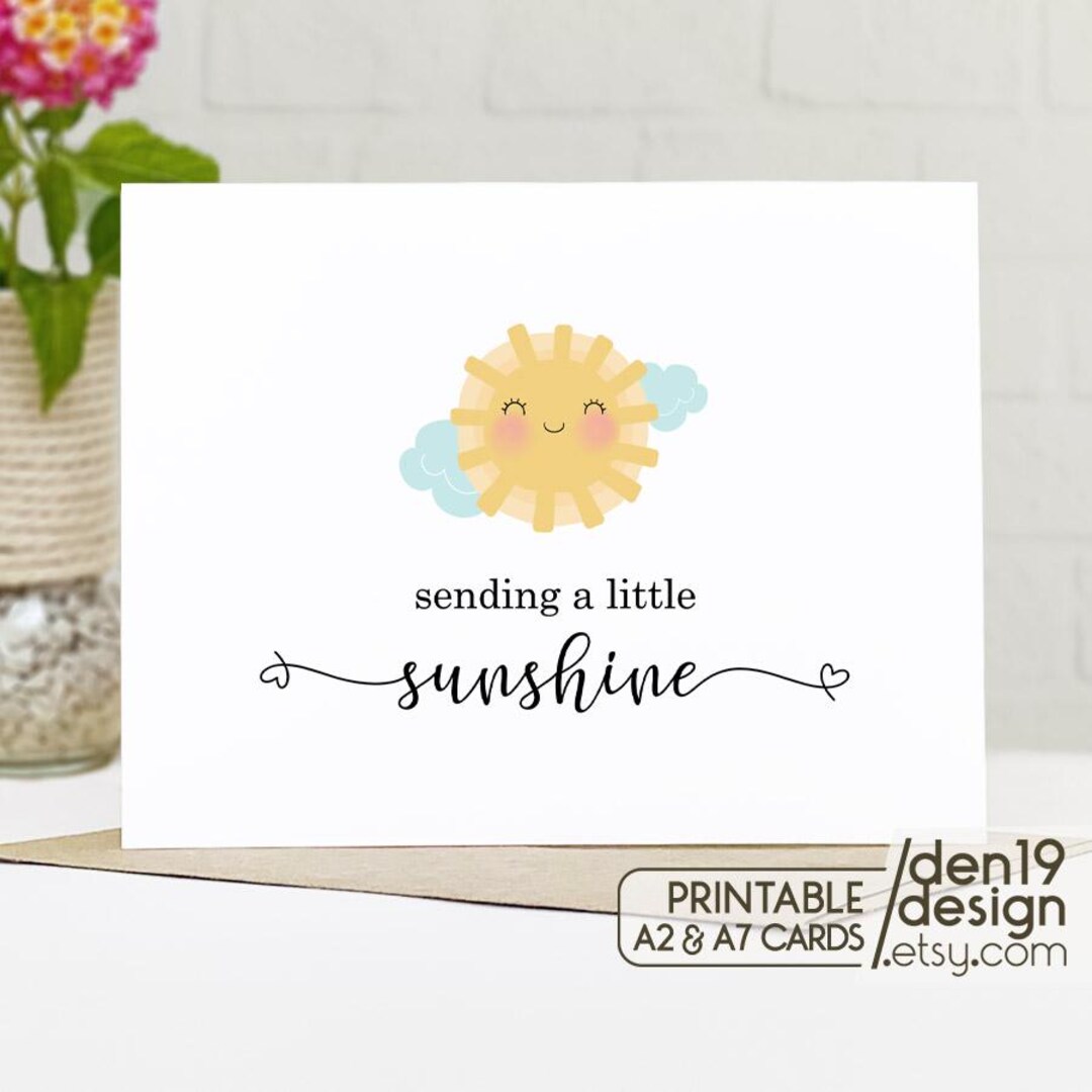 Sending A Little Sunshine Printable Card / Instant Download PDF / Card ...