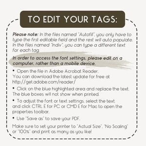 Editable & Printable Gift Tags / Floral All Occasion Favor Tags ...