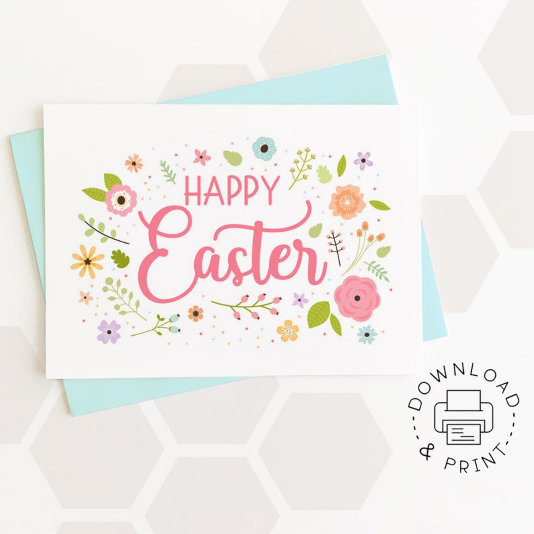 Happy Easter Printable Card / Instant Download PDF / Easter Card ...