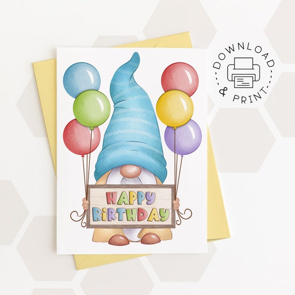 Gnome Birthday Card - Etsy