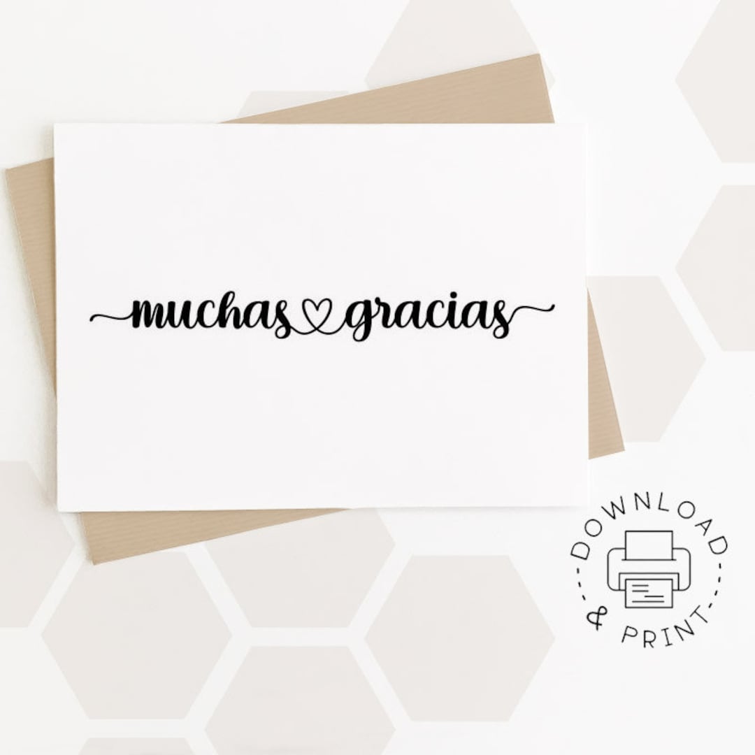 Muchas Gracias Printable Card / Spanish Card Template / Tarjeta ...