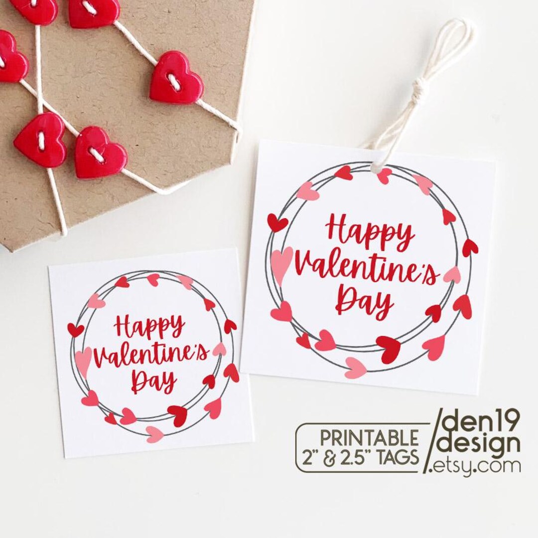 Printable Happy Valentine's Day Gift Tags / Square Favor Tag / 2x2 Tag ...