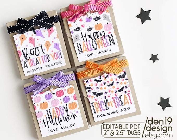 Editable & Printable Halloween Gift Tags / Trick or Treat Favor Tags ...