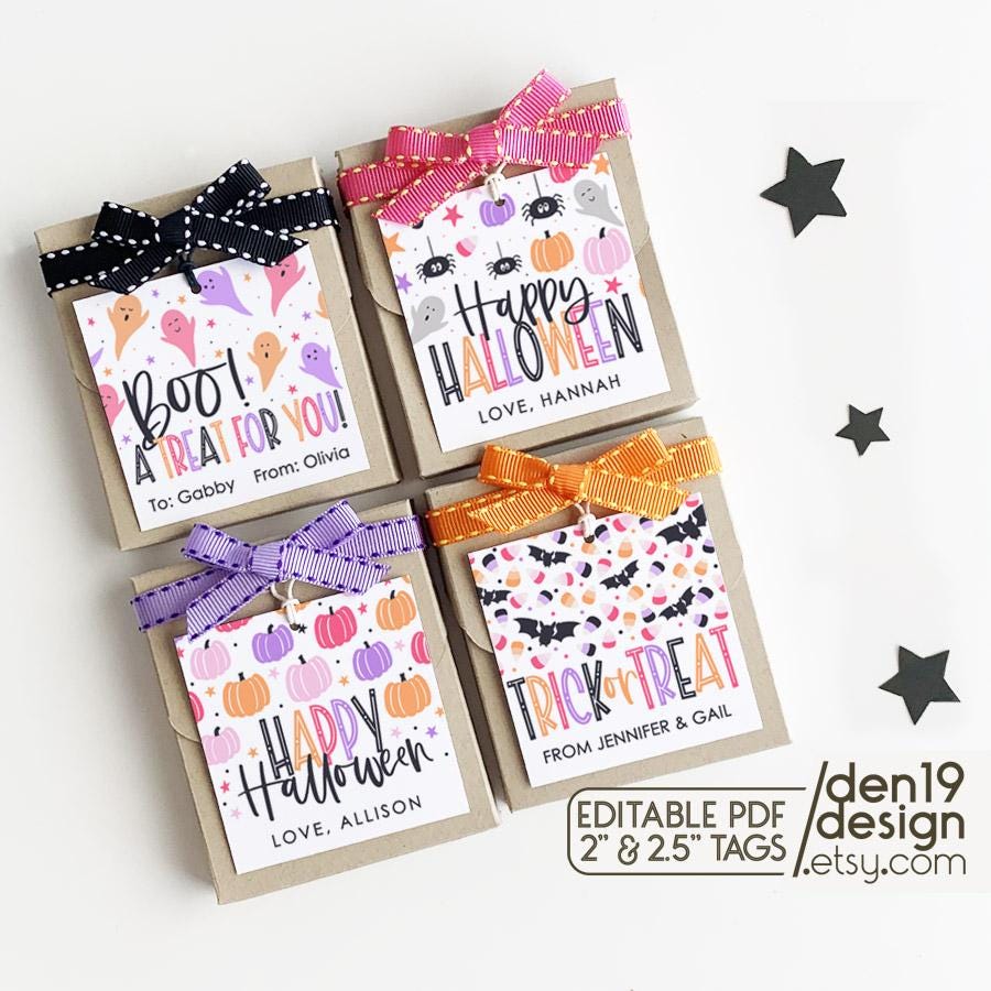 Editable & Printable Halloween Gift Tags / Trick or Treat Favor Tags ...