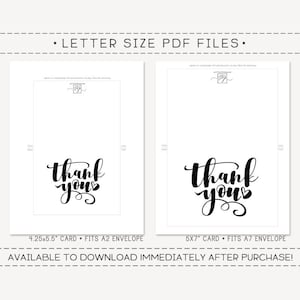 Thank You Printable Card / Instant Download PDF / Card Template - Etsy