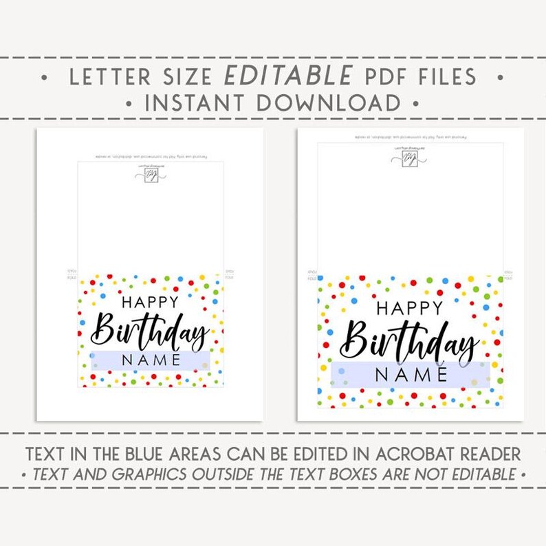 Editable & Printable Happy Birthday Card / Instant Download PDF / Card ...