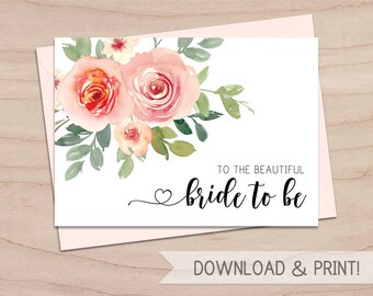 Printable Card: to the Beautiful Bride to Be / Instant - Etsy