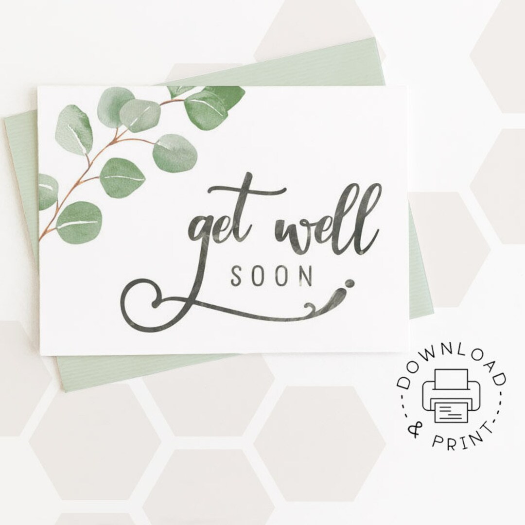 Get Well Soon Printable Card / Instant Download PDF / Greenery - Etsy
