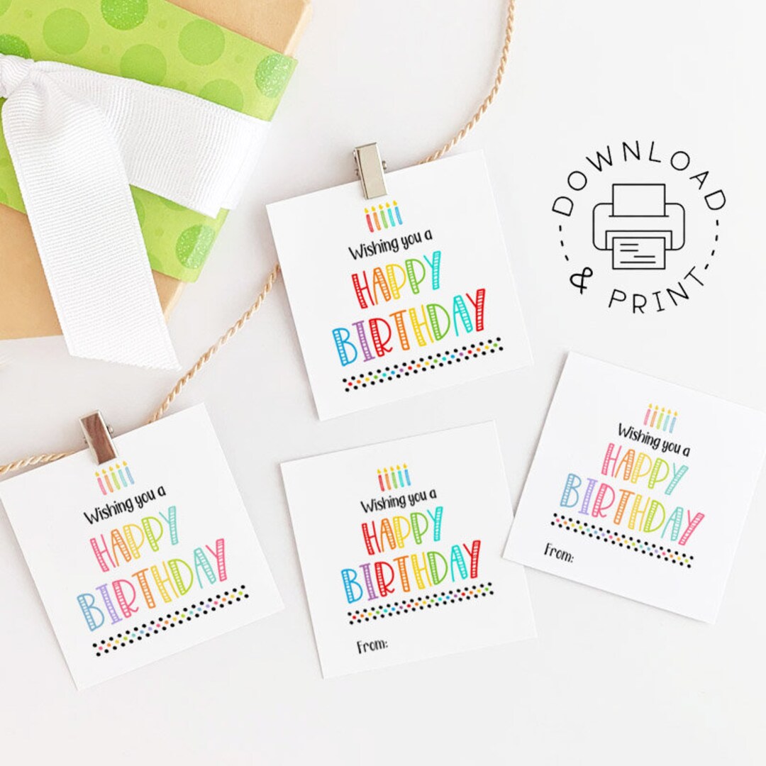 Printable Gift Tags / Happy Birthday Gift Tags / Gift Labels in Two ...