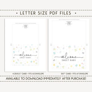 Welcome Sweet Baby Printable Card / Instant Download PDF / Baby Card ...