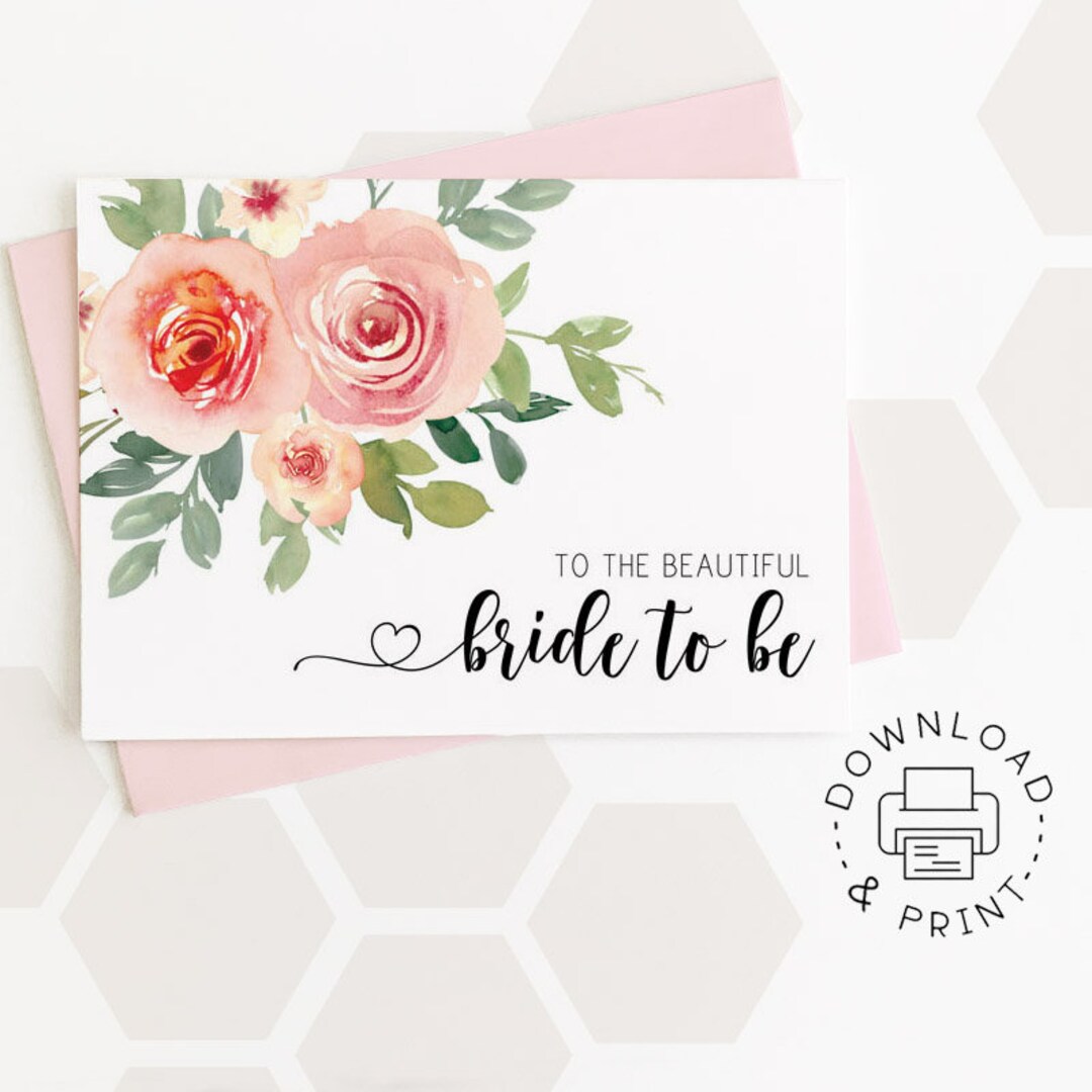 Printable Card: to the Beautiful Bride to Be / Instant Download PDF ...