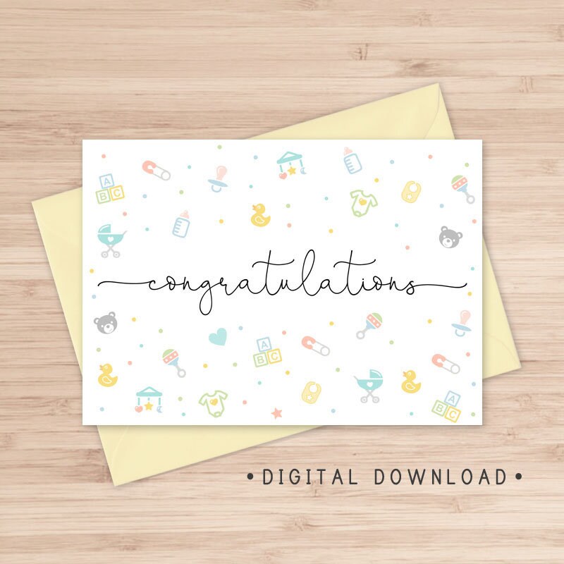 Congratulations Printable Card / Instant Download PDF / Baby | Etsy