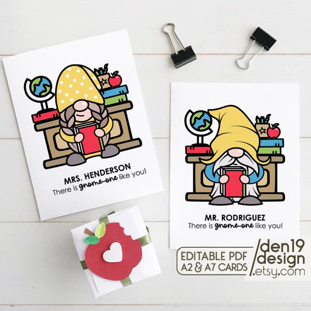 Editable & Printable Gnome Teacher Card / Instant Download PDF / There ...