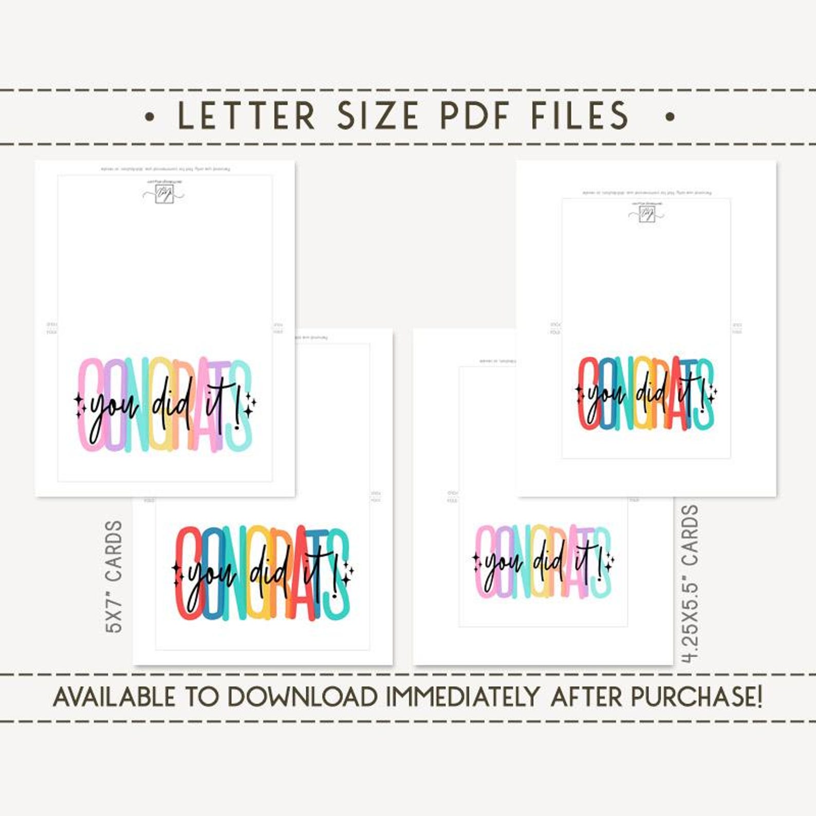 Congratulations You Did It! Printable Card / Instant Download PDF ...