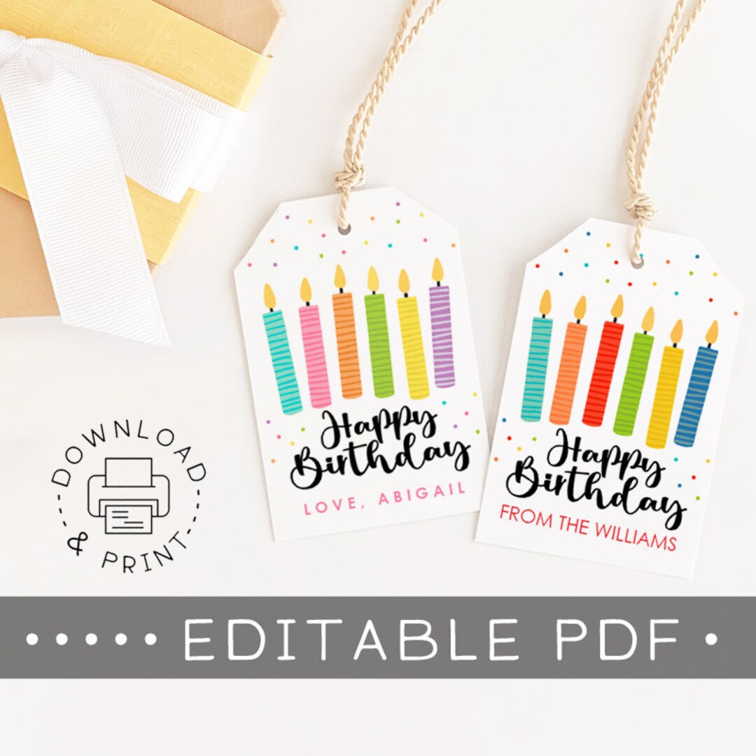 Editable & Printable Gift Tags / Happy Birthday Tag / Instant Download ...