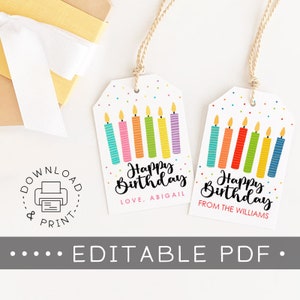 Editable & Printable Gift Tags / Happy Birthday Tag / Instant Download ...