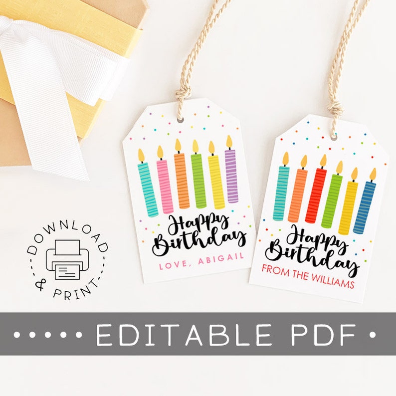 Editable & Printable Gift Tags / Happy Birthday Tag / Instant - Etsy