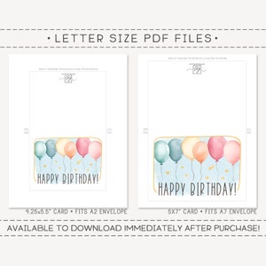 Happy Birthday Printable Card / Instant Download PDF / Balloons ...