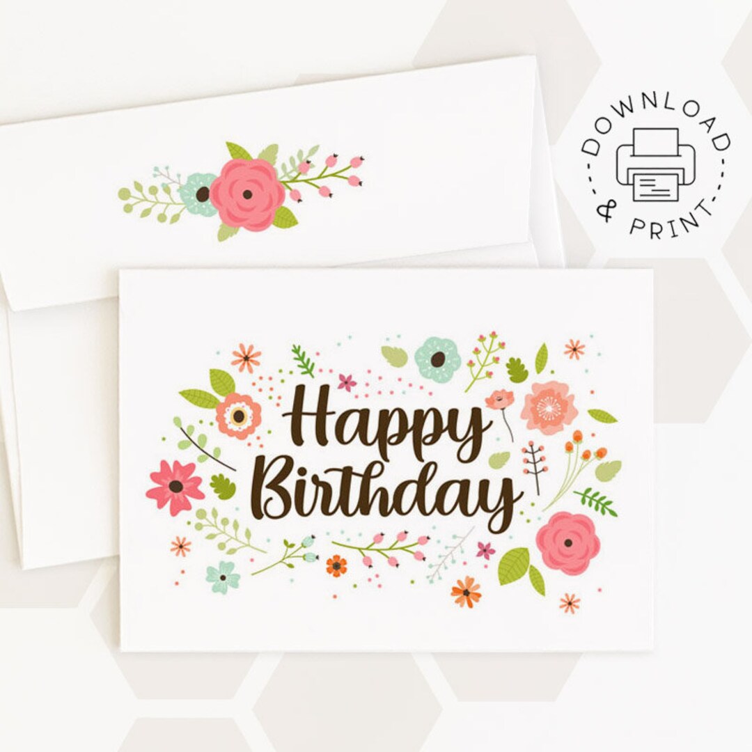 Happy Birthday Printable Card and Envelope / Instant Download PDF ...