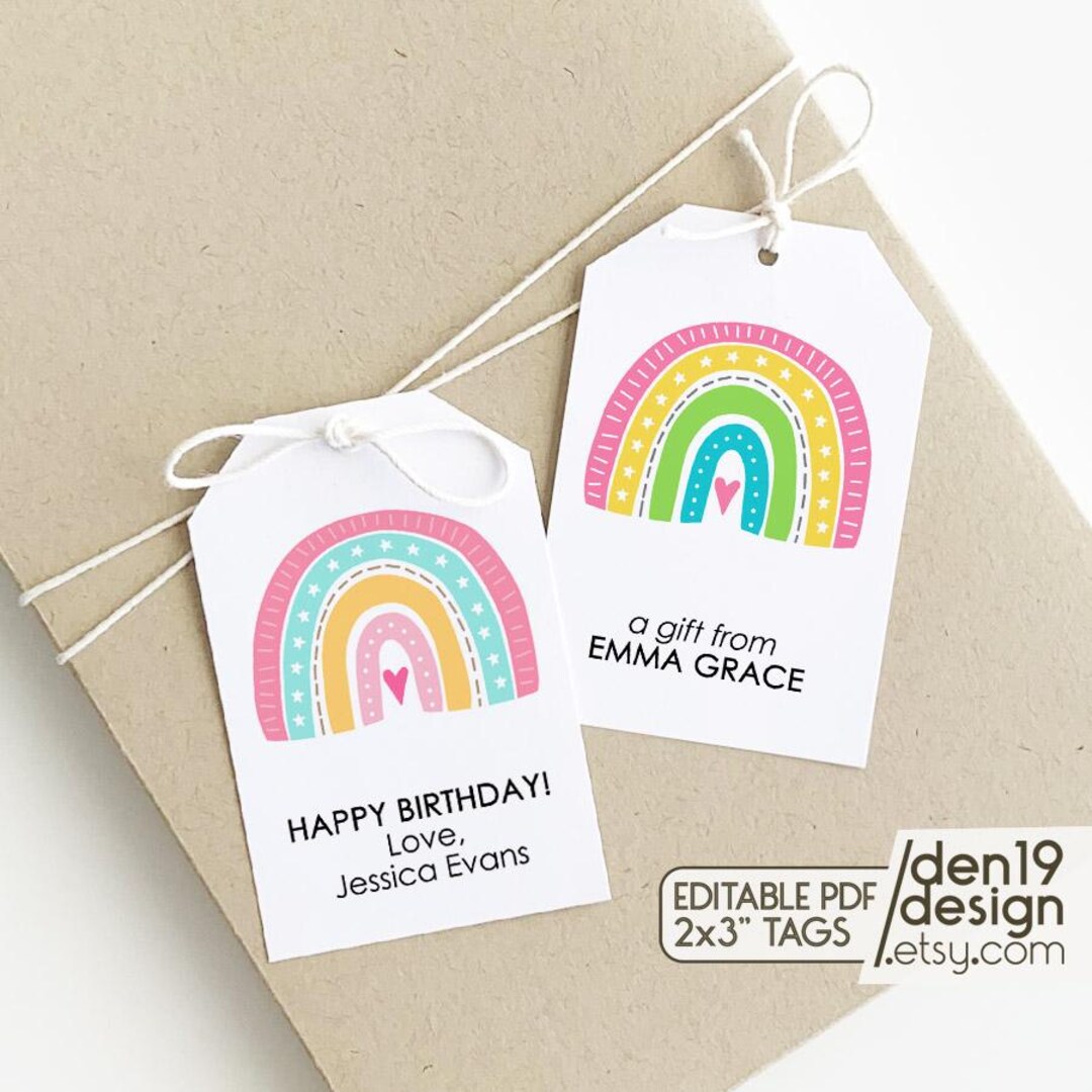 Editable Rainbow Gift Tags: Printable Favor Tag Template (PDF) - Etsy ...