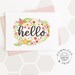 Hello Printable Card / Instant Download PDF / Card Template / Floral ...