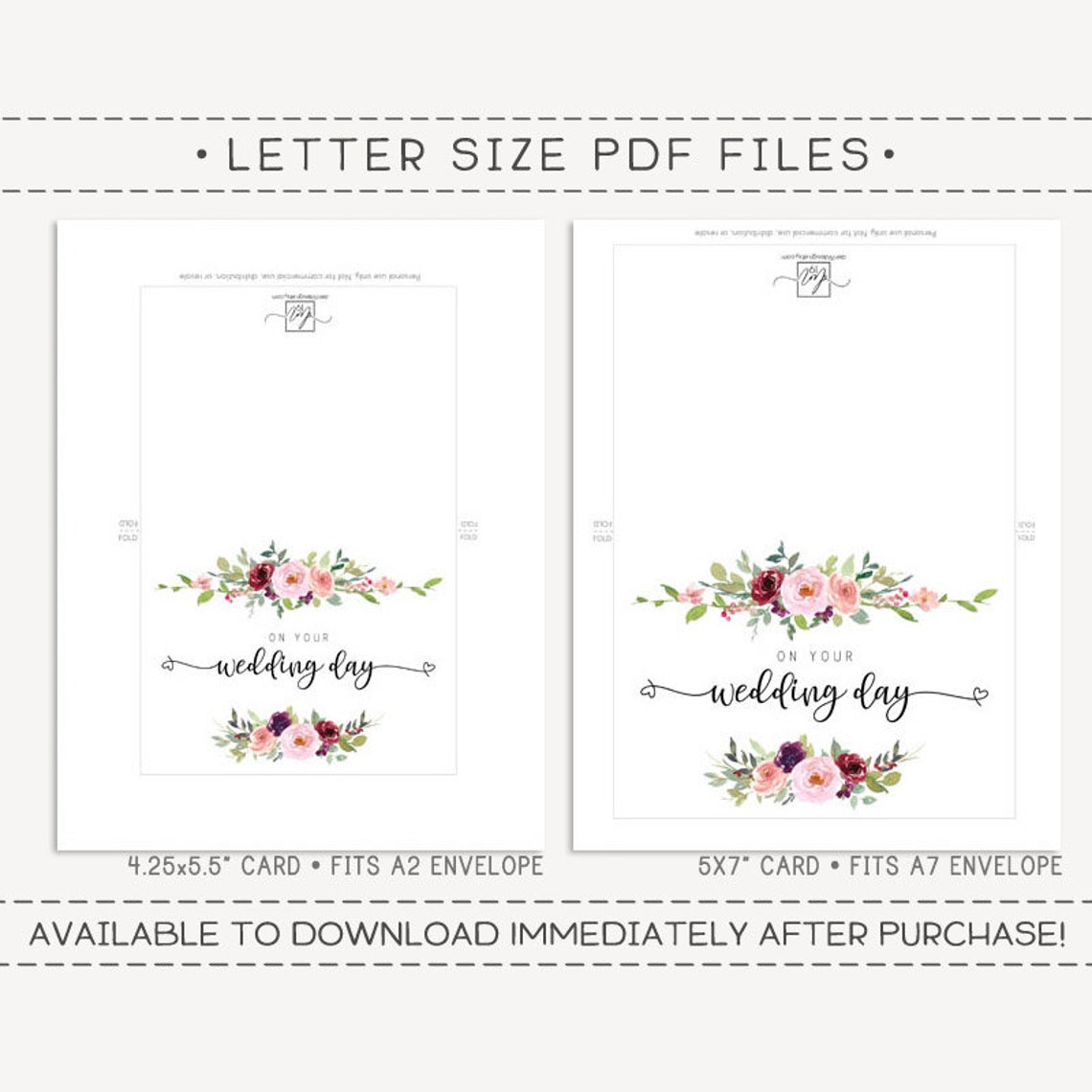 Printable Card: on Your Wedding Day / Instant Download PDF / - Etsy