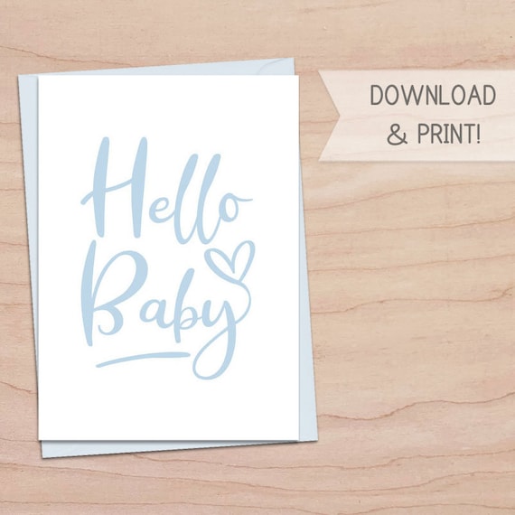 Hello Baby Printable Card / Instant Download PDF / New Baby - Etsy
