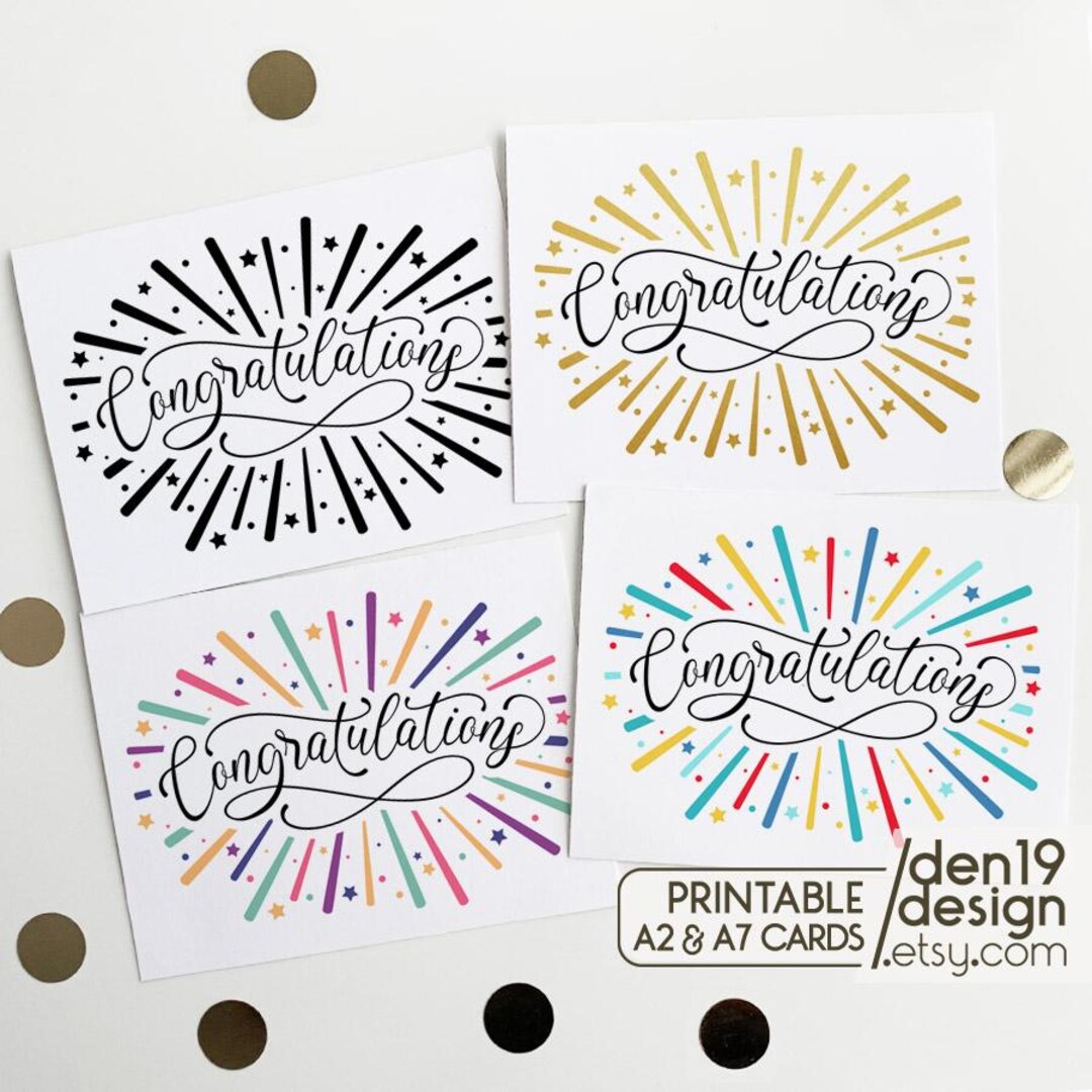 Congratulations Printable Cards / Instant Download PDF / Card Template ...