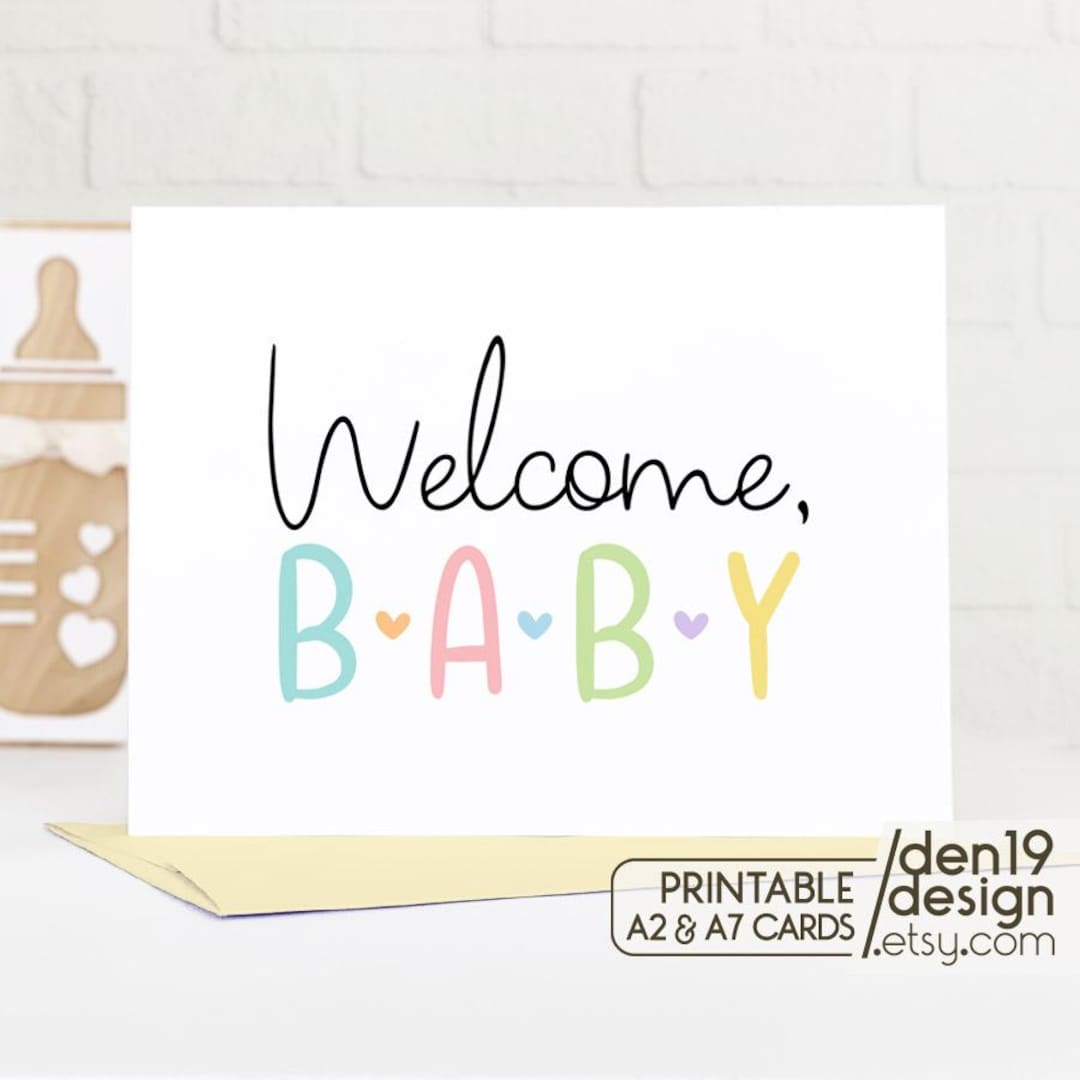 Welcome Baby Printable Card / Instant Download PDF / Card Template - Etsy