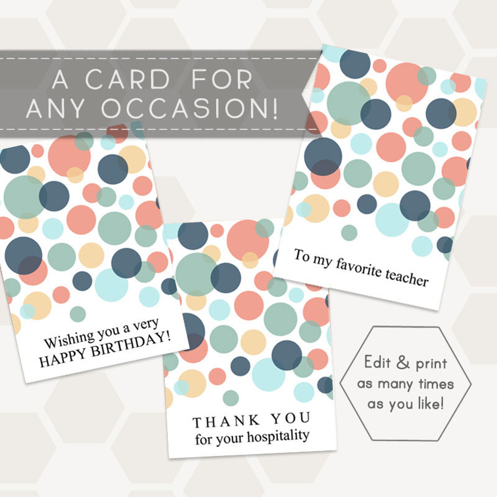All Occasion Editable & Printable Card / Instant Download PDF - Etsy