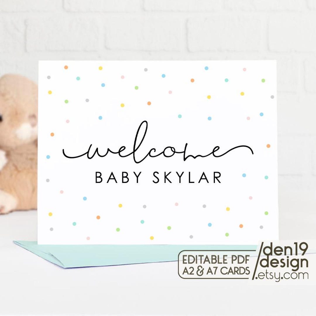 Editable & Printable Welcome Baby Card / Instant Download PDF / Card ...
