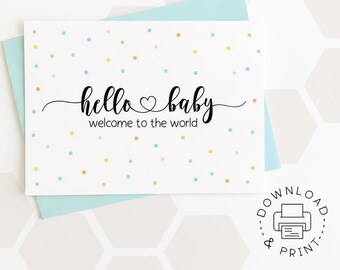 Printable Card: Hello Baby Welcome to the World / Instant - Etsy