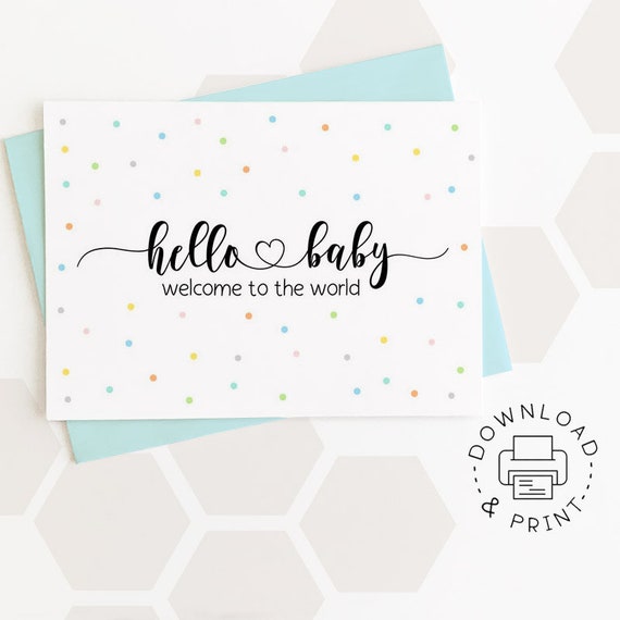 Printable Card: Hello Baby Welcome to the World / Instant - Etsy