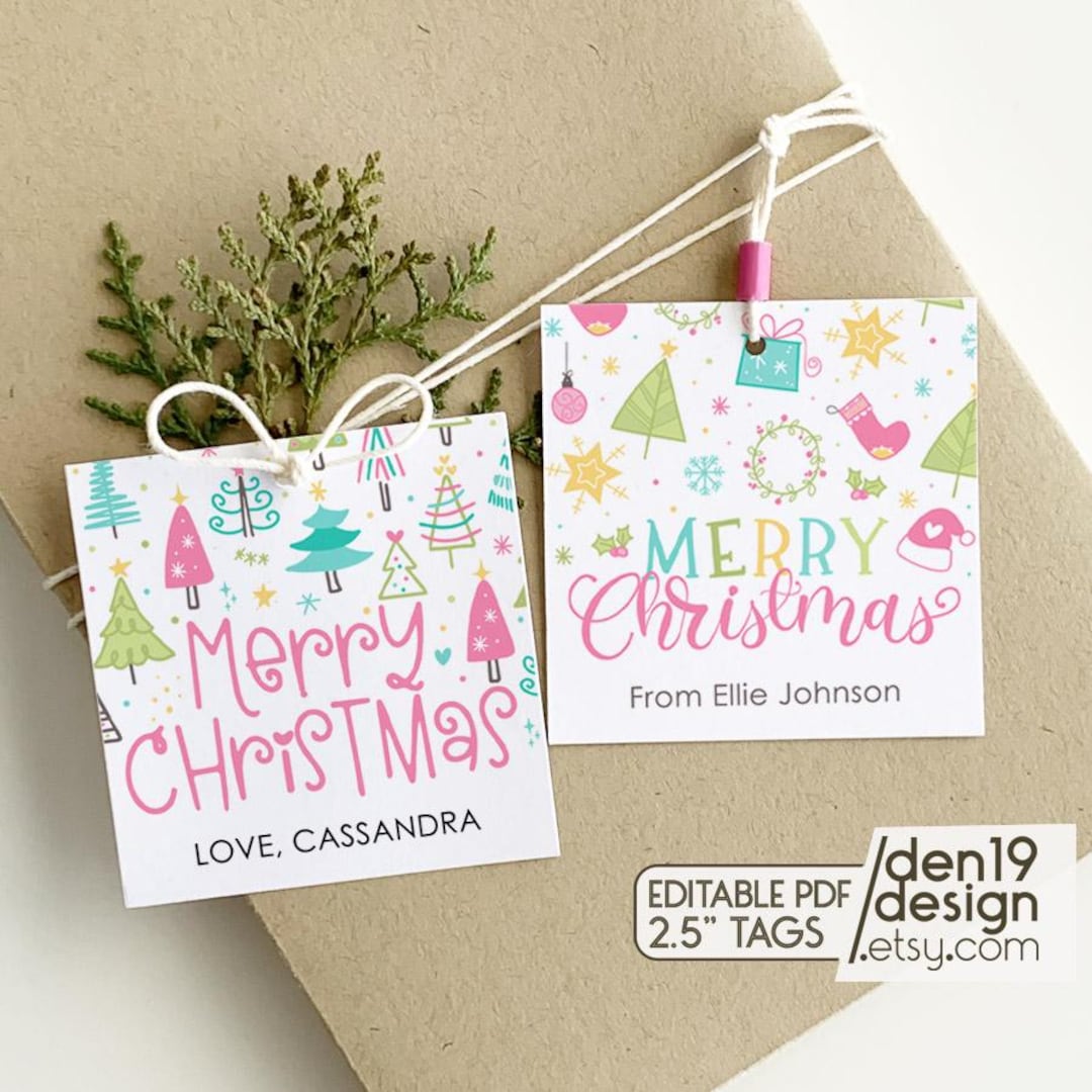 Editable Christmas Gift Tags, Printable 2.5" Square (PDF) - Etsy UK
