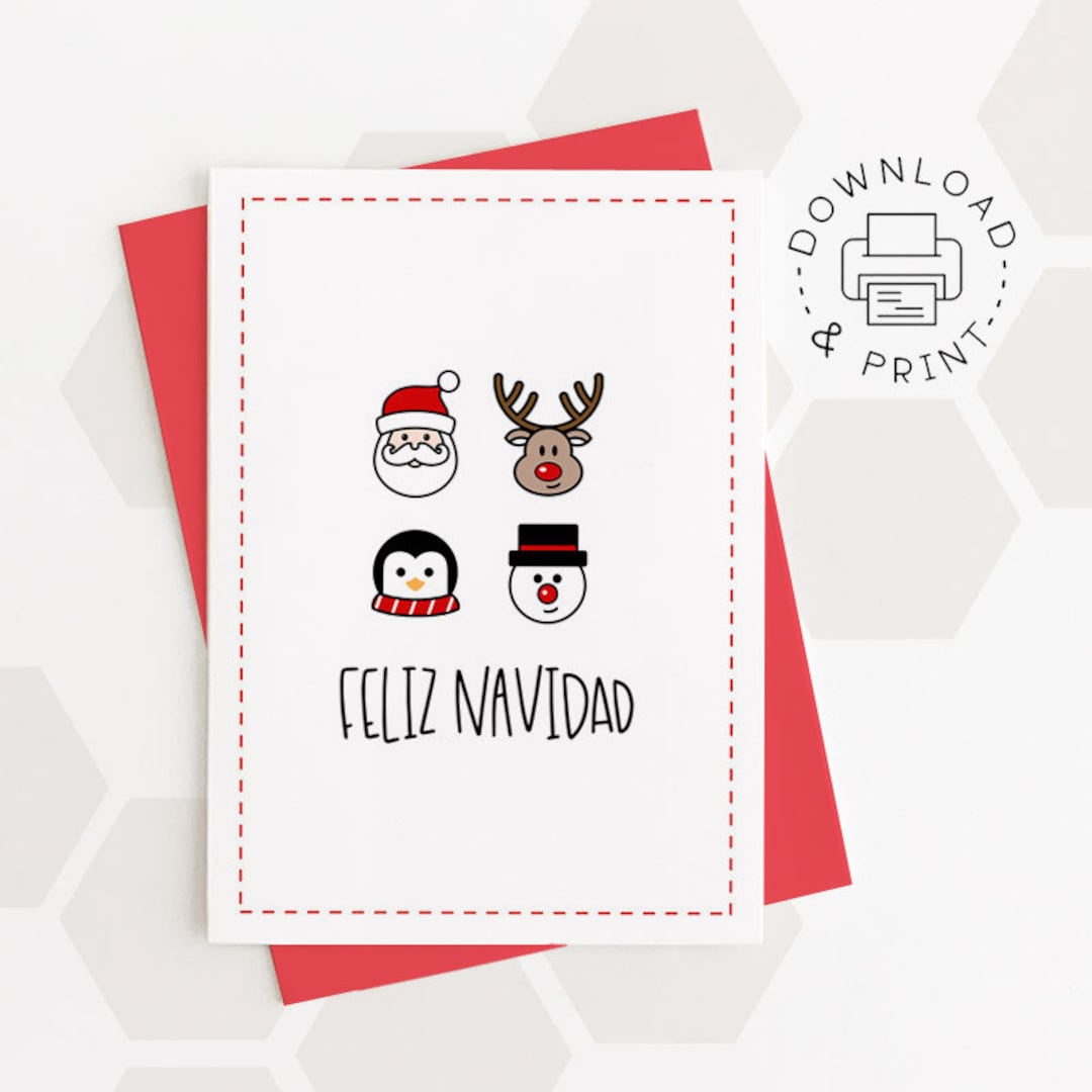 Feliz Navidad Printable Card / Instant Download PDF / Spanish - Etsy