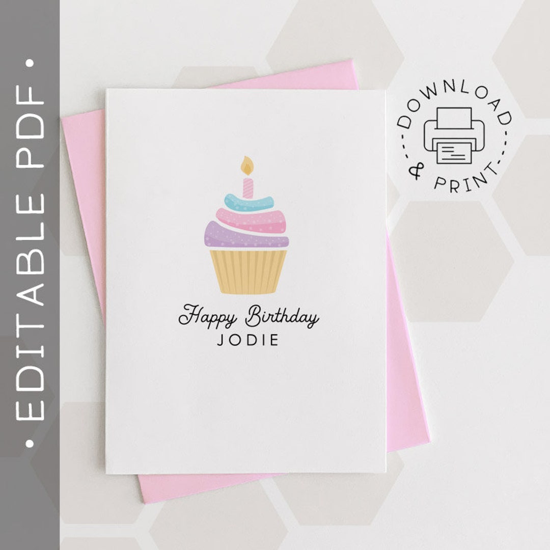 Editable & Printable Happy Birthday Card / Instant Download - Etsy