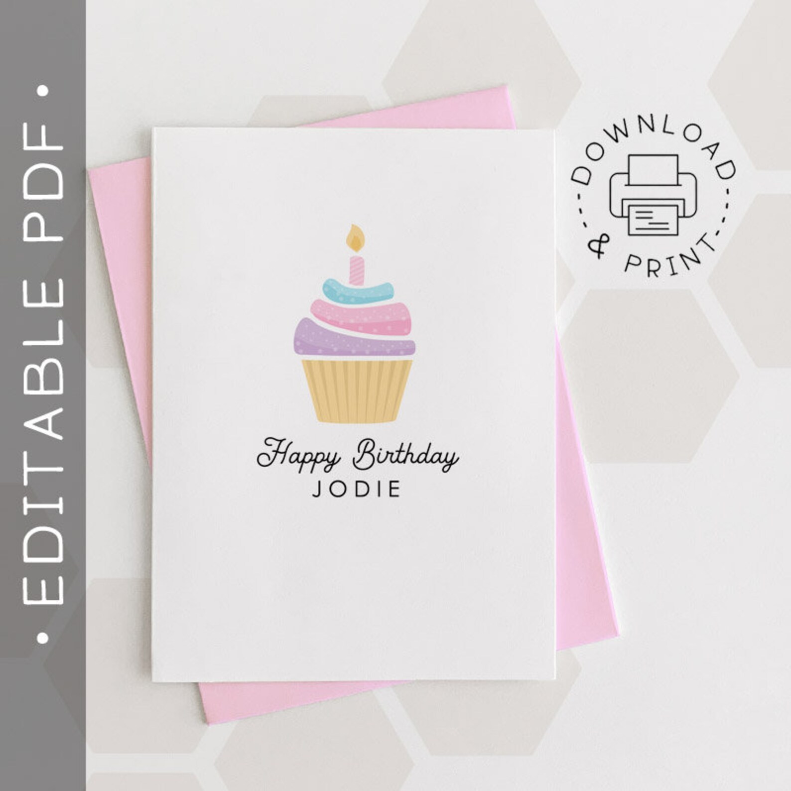 Editable & Printable Happy Birthday Card / Instant Download - Etsy