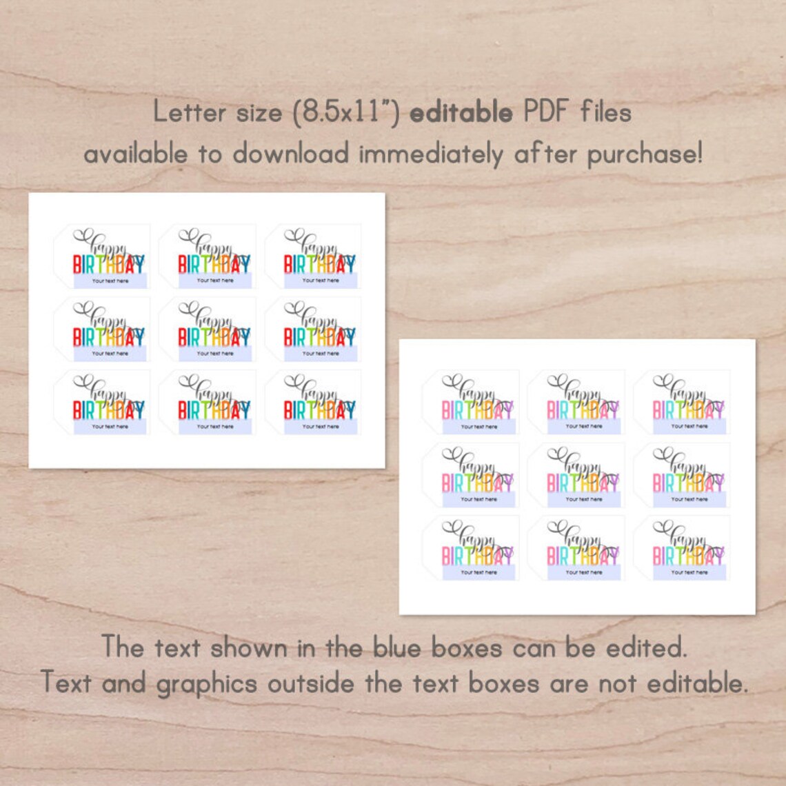 Editable & Printable Gift Tags / Happy Birthday Gift Tag / | Etsy