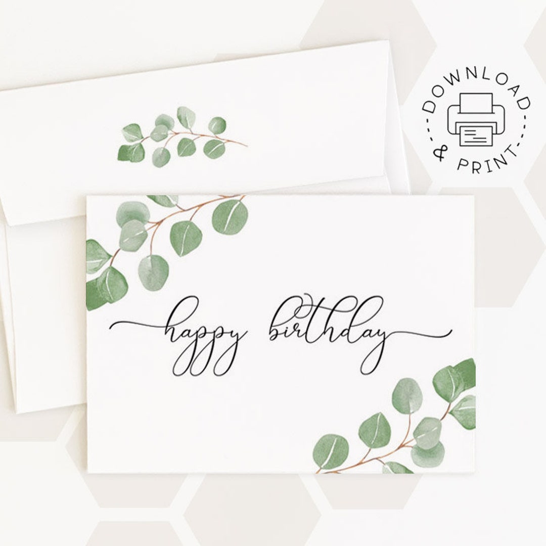 Happy Birthday Printable Card and Envelope / Instant Download PDF ...