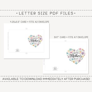 Happy Mother's Day Printable Card / Watercolor Floral Heart Card ...