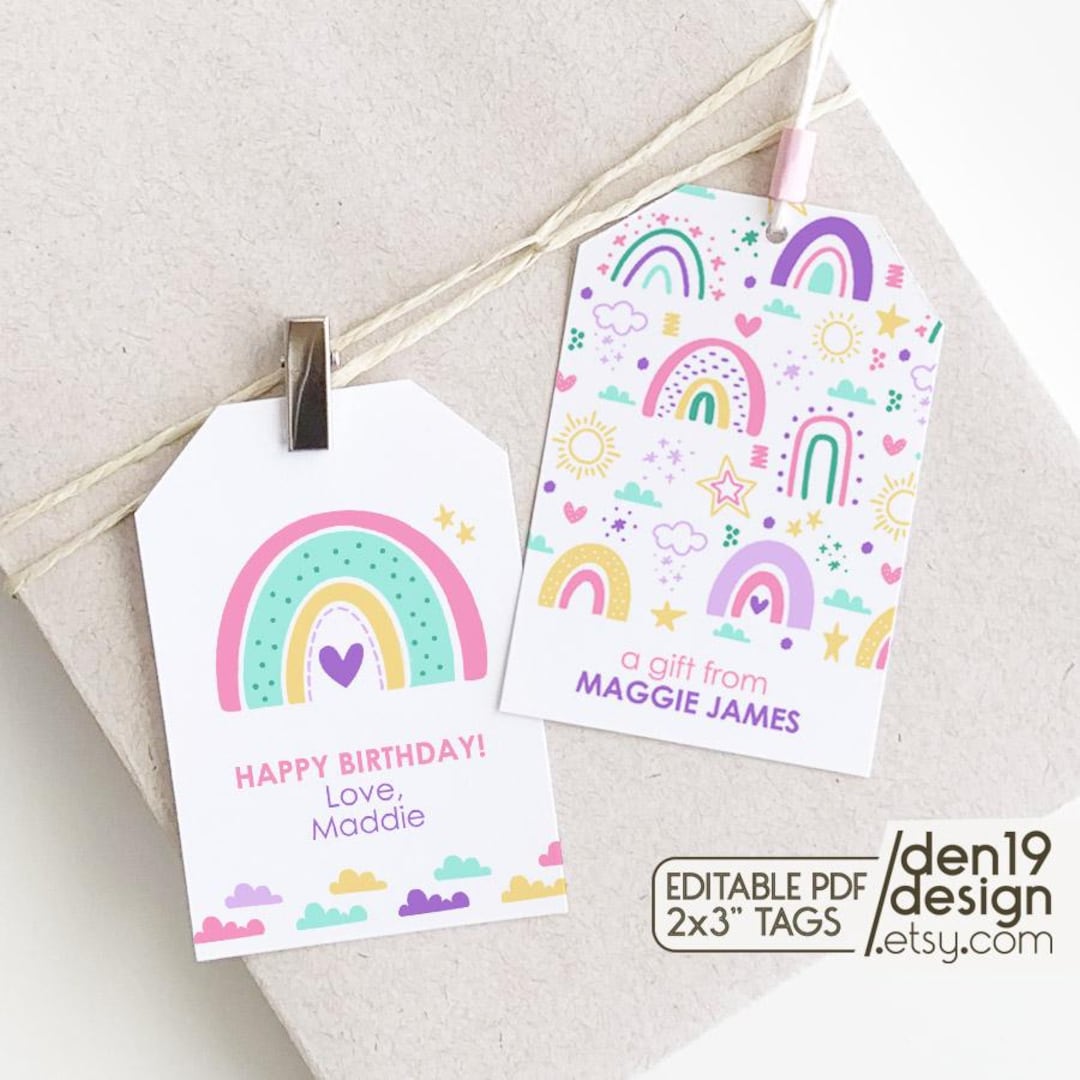 Editable & Printable Gift Tags / Rainbow Favor Tag Template - Etsy