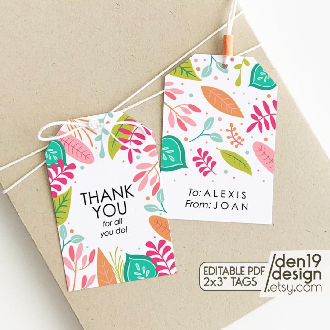 Editable & Printable Gift Tags / Greenery Favor Tag Template - Etsy
