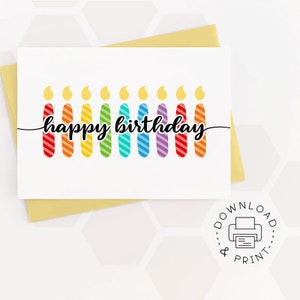 Set of 4 Printable Birthday Cards / Happy Birthday Card / Instant ...