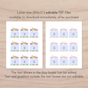Editable & Printable Gift Tags / Happy Birthday Gift Tag / | Etsy