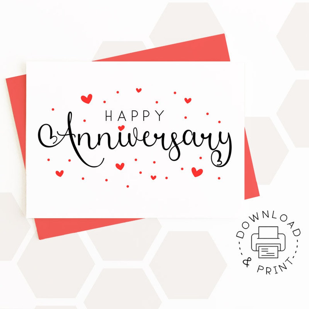 Printable Happy Anniversary Card / Instant Download PDF / Anniversary ...