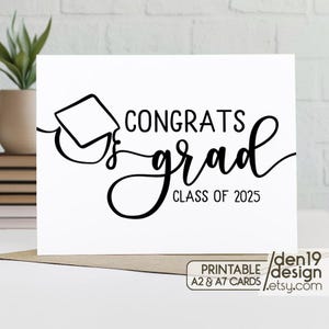 Printable Card Congrats Grad Class of 2025 / Instant Download PDF ...