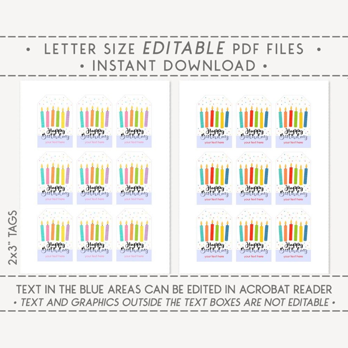 Editable & Printable Gift Tags / Happy Birthday Tag / Instant Download ...