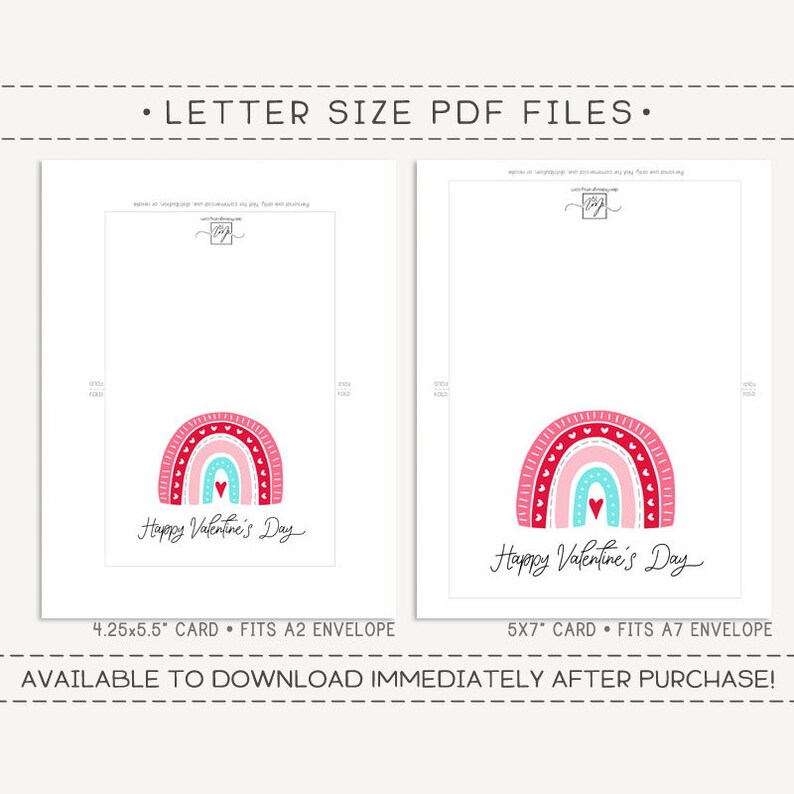 Rainbow Valentine's Day Card, Printable A2/A7 Template (PDF) - Etsy